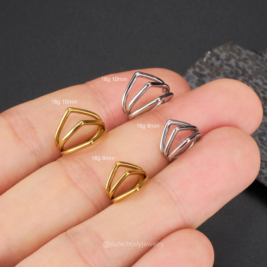 16G Surgical Steel Triple Chevron Hoop/layered Septum Hoop/stack Septum ...
