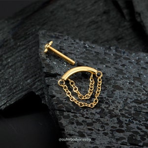 16G Double Chain Drape/dangle CZ Hidden Helix Piercing/rook Earring ...