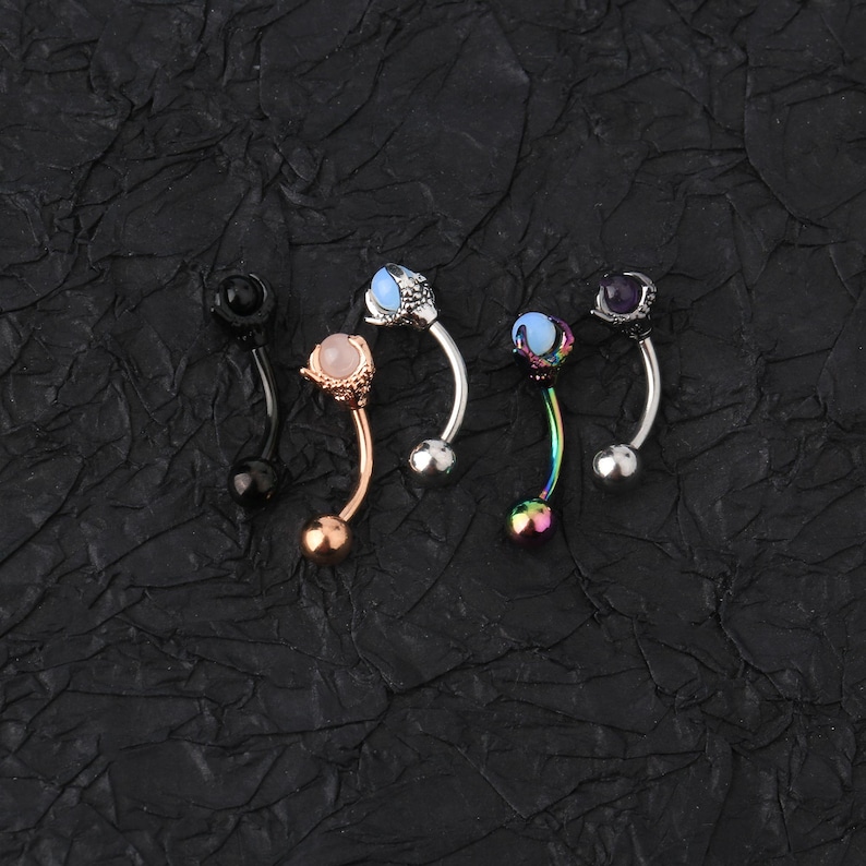 16G Opalite Three Dragon Eyebrow Ring/rook Barbell/eyebrow - Etsy