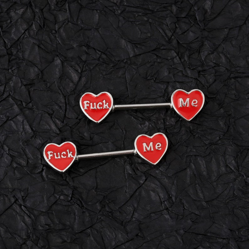 2pcs 14g Cum Here Lick Me Bite Fuck Me Suck Itnipple Etsy