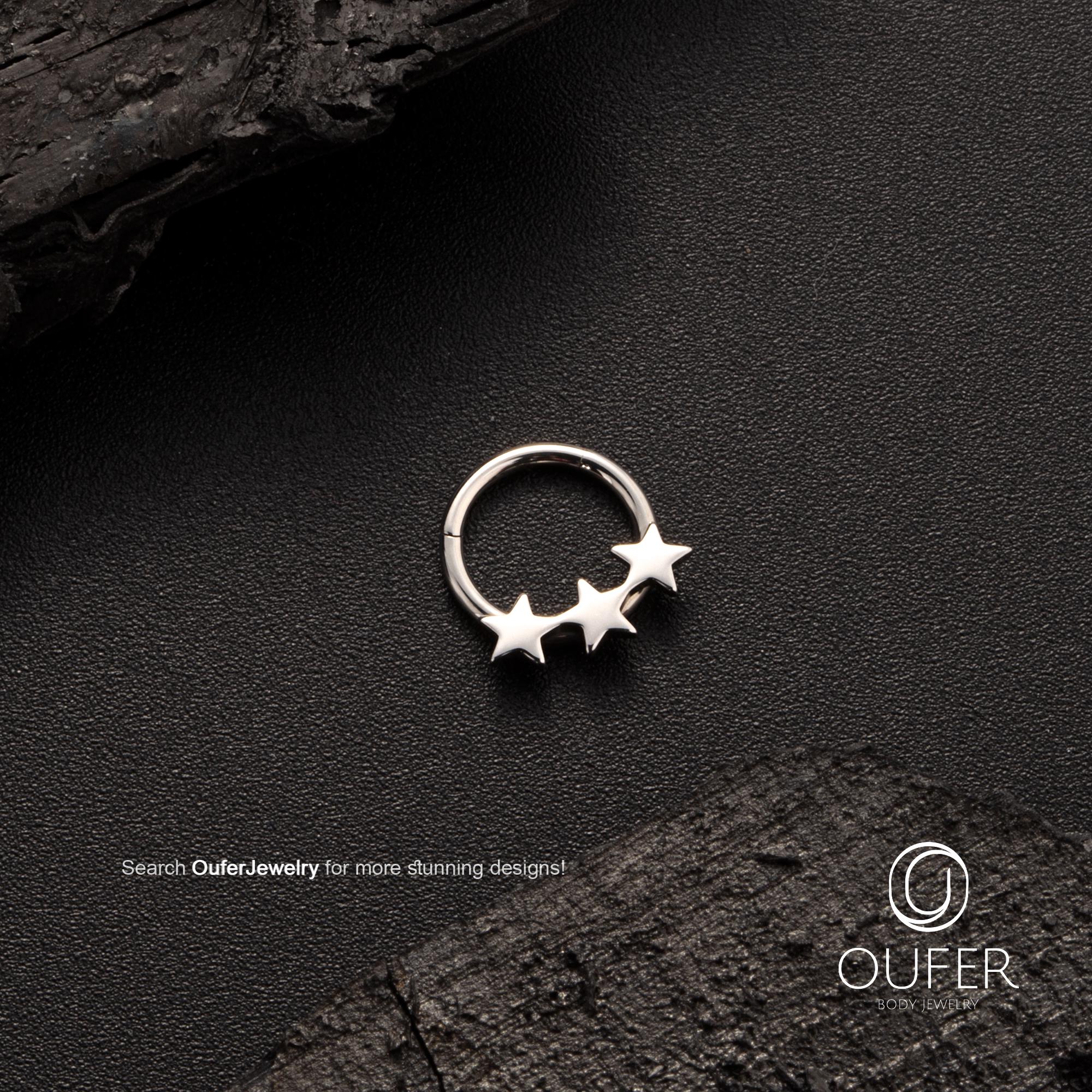 16G Triple Star Septum Ring/daith Earring/cartilage/helix Piercing ...