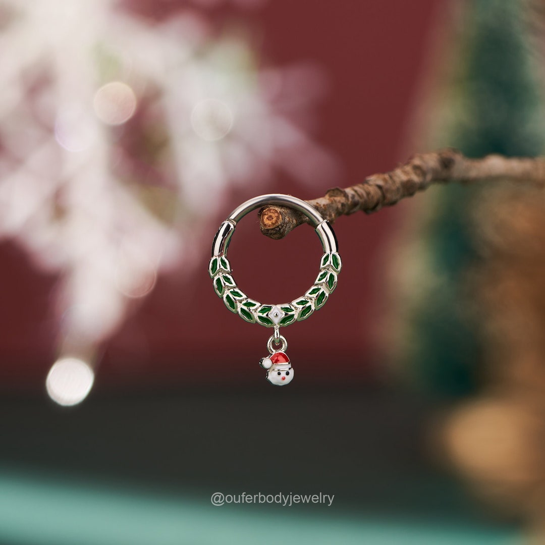 16G Christmas Santa Claus Dangle Septum Ring/daith Earrings/helix Hoop ...