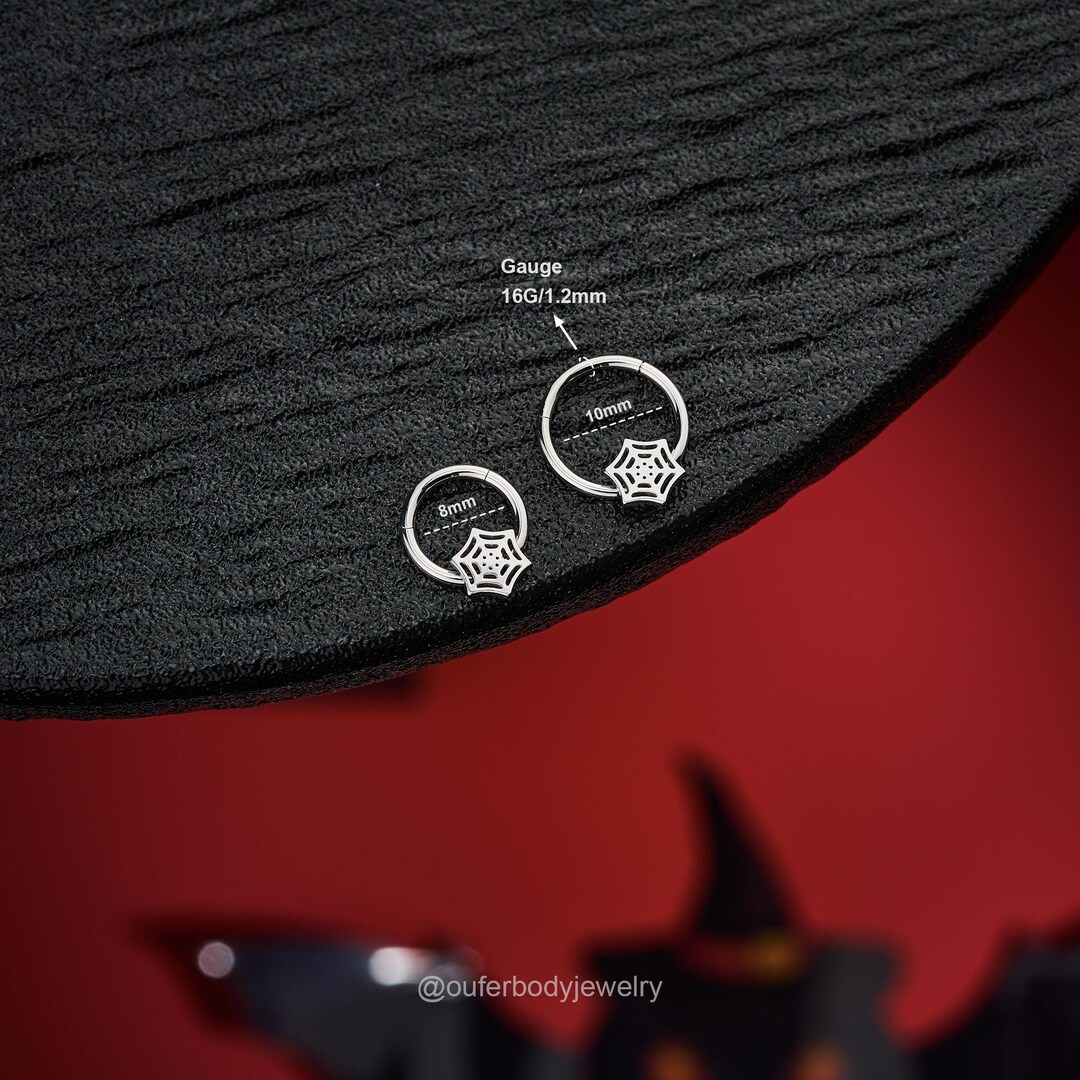 16G Cobweb Septum Ring/silver Spider Web Daith Earring/helix Piercing ...