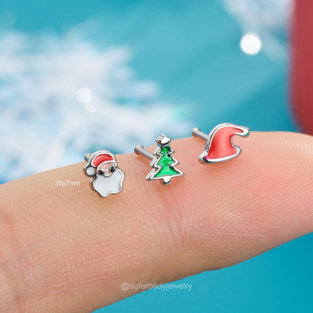 3pcs 20G Christmas L Shape Silver Nose Studs/nose Bone/nose Ring/nose ...