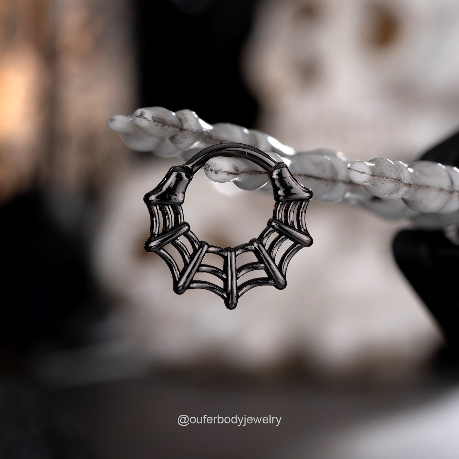 16G Spider Web Septum Ring Black Silver Clicker/cartilage/helix Earring ...