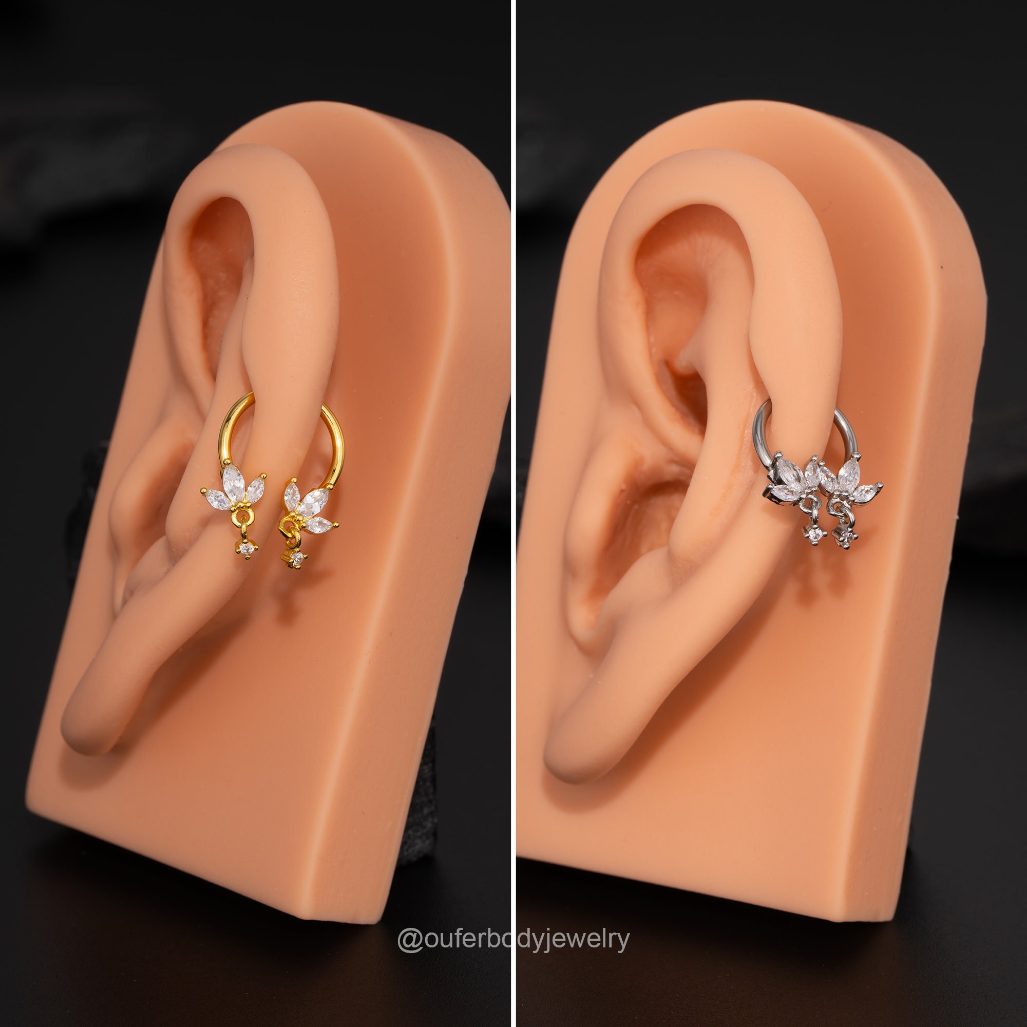 16G Dangle Lotus Septum Ring/crown Horseshoe Barbell/daith Earrings ...