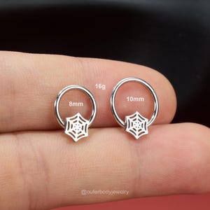 16G Cobweb Septum Ring/silver Spider Web Daith Earring/helix Piercing ...