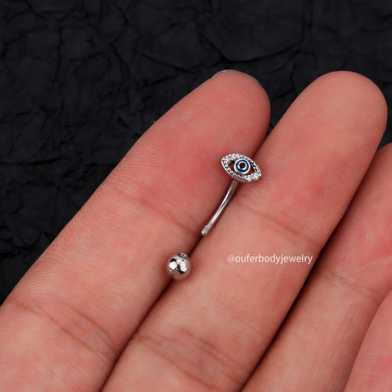 16G Evil Eye Eyebrow Ring/rook Barbell/curved Barbell/rook - Etsy