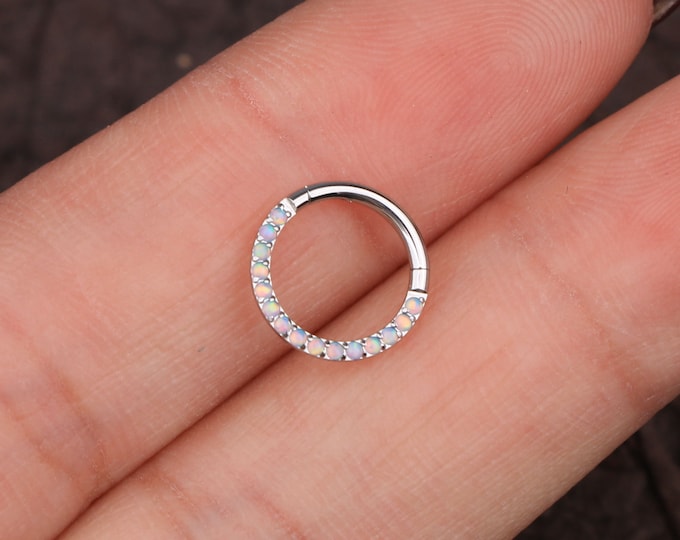 Titanium ASTM F136 Triple Stacked Septum, Daith Piercing Hinged Clicker ...