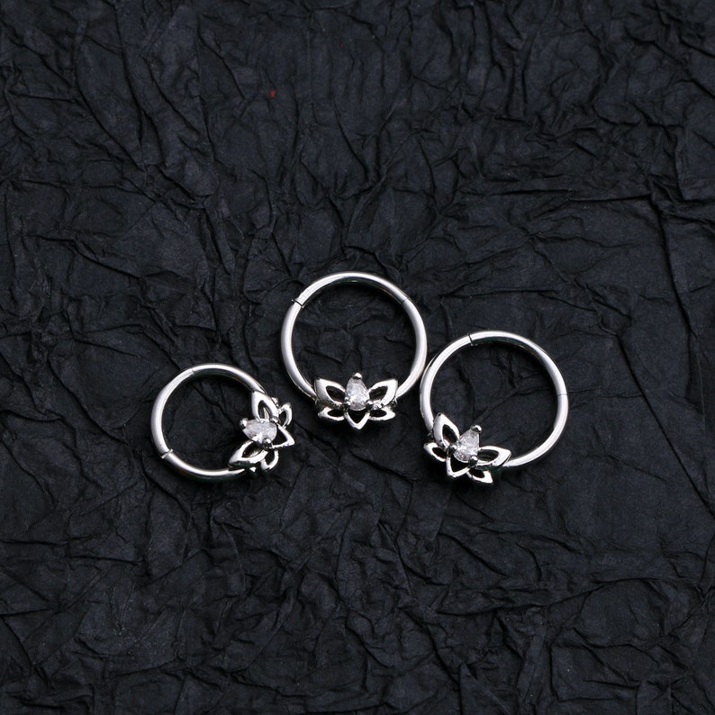 16G CZ Flower Septum Ring/cartilage Hoop/ Septum Clicker/ | Etsy