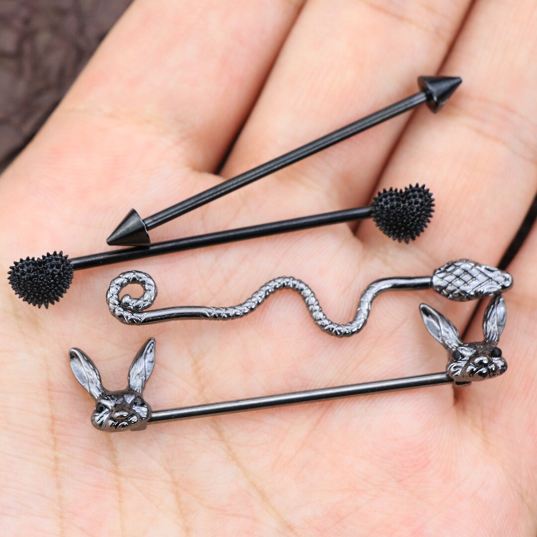 2pcs/4pcs Set Industrial Barbell Piercing/barbell Piercing/ Industrial ...