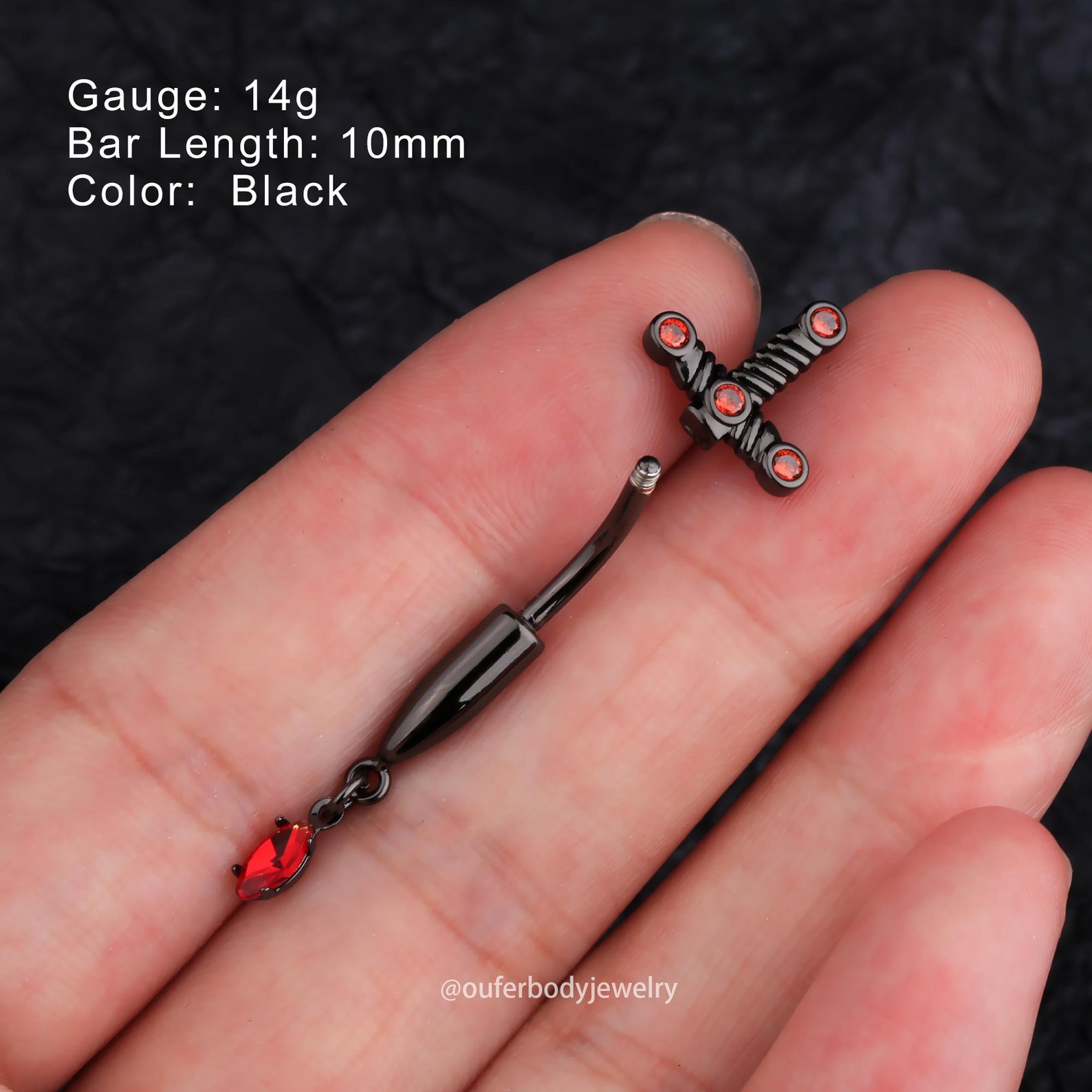 CZ Dangle Dagger Belly Button Ring/belly Piercing/belly - Etsy