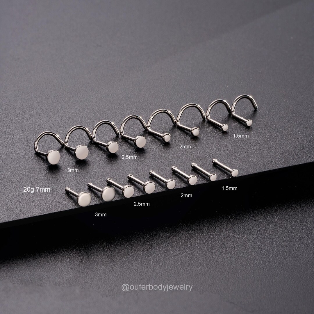 2PCS 18G/20G Titanium Flat Disc Nose Studs/nose Ring/nose Screw/tiny ...