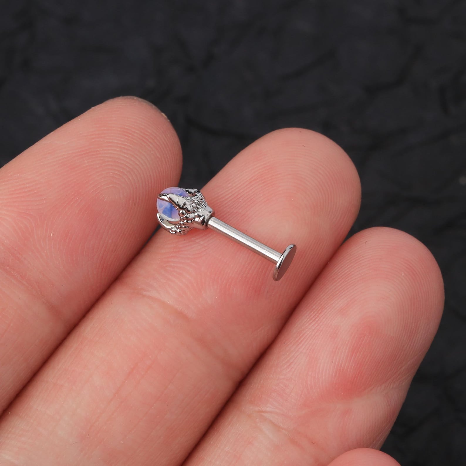16G Dragon Claws Opalite Labret Ring/stainless Steel Lip Stud/ - Etsy