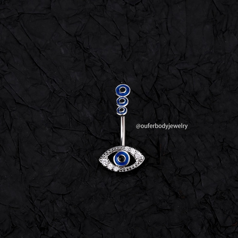 14G Evil Eye Belly Button Ring/navel Ring/belly Piercing/navel - Etsy