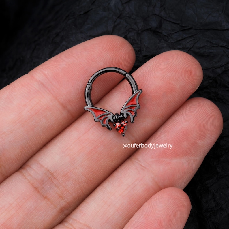 16G Bat Halloween Septum Ring/daith Hoop/conch Hoop/tragus - Etsy