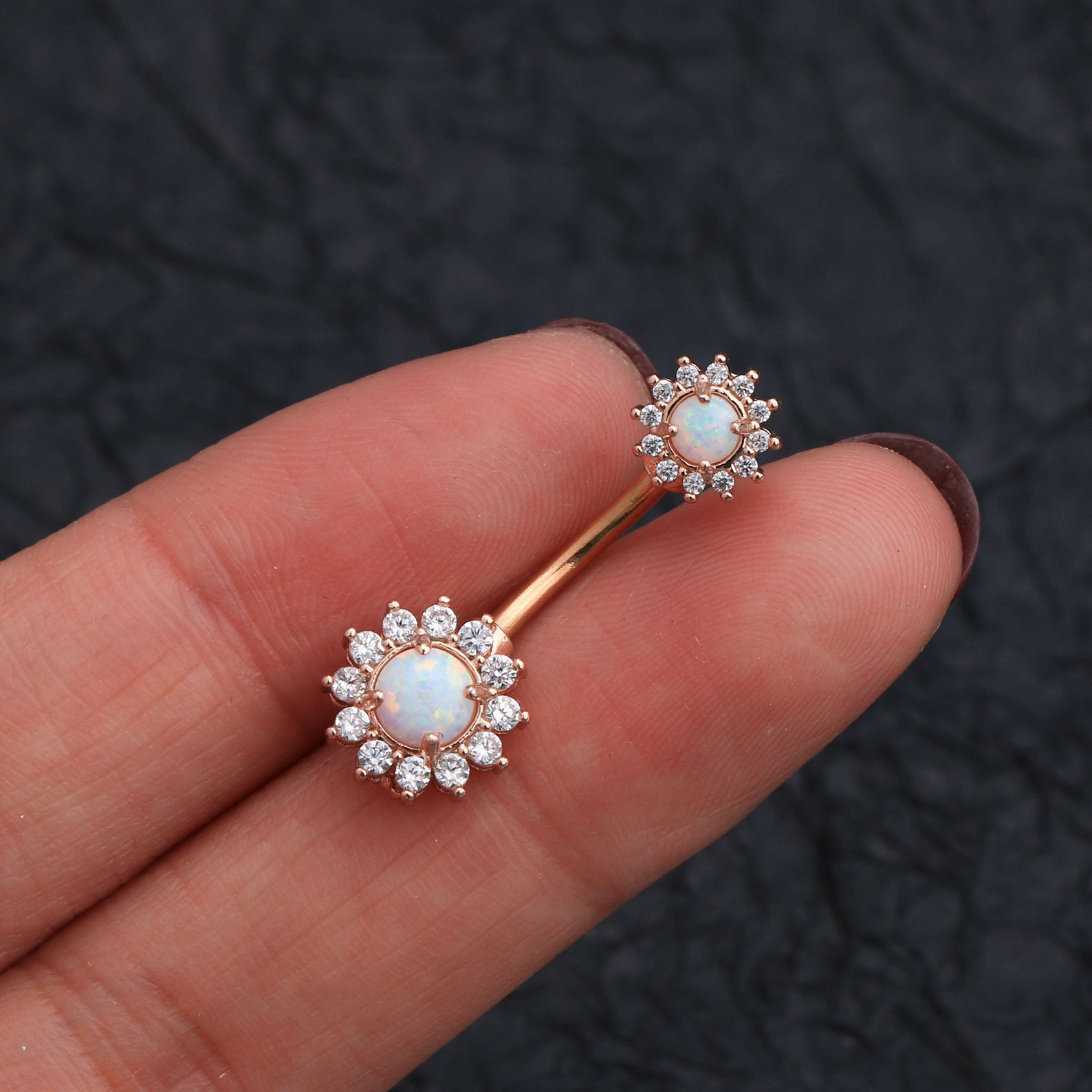14G Surgical Steel Opal Navel Rings/belly Piercing/ CZ Navel - Etsy