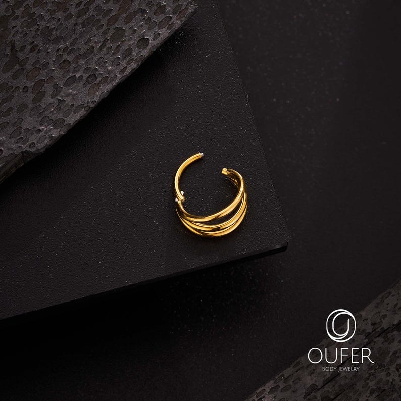 18/20G Gold/silver Color Triple Hoop Nose Ring/cartilage Hoop/nose ...