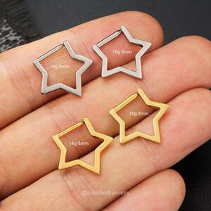 16G/14G Implant Titanium Star Clicker Septum Ring/silver Septum ...