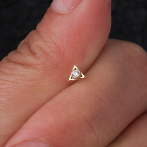 14k Gold Threadless Push Pin Labret Stud/triple Threadless Nose Stud ...