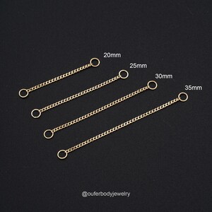 14K Solid Gold Dangle Chain Attachement/double Chain Piercing/gold ...