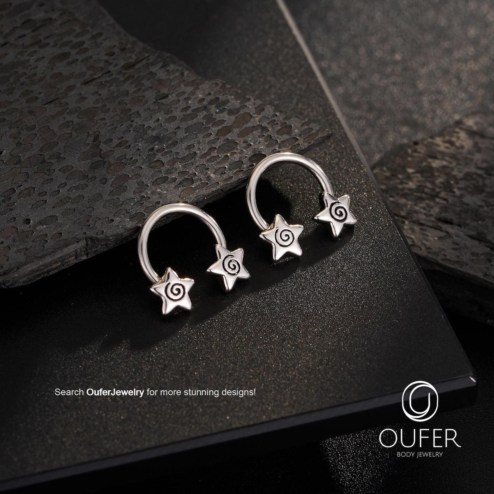 Celestial Spiral Septum Ring | 16G 8mm | Celtic Knot Star Nose Ring ...
