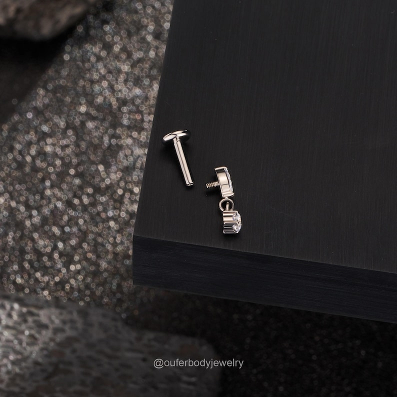 16G Titanium Dangle Round/marquise CZ Cartilage Stud/conch Stud/helix ...