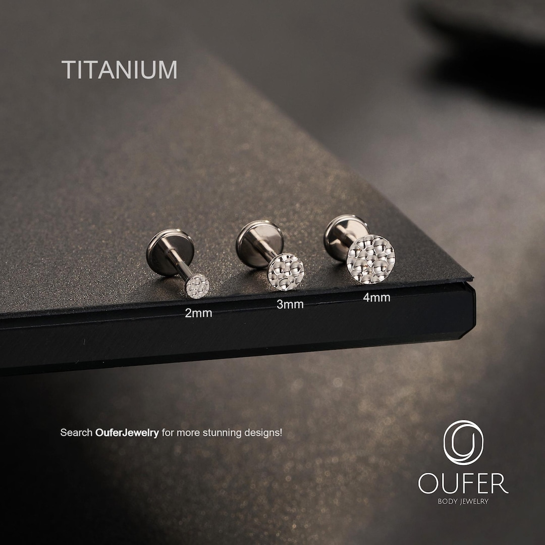 16G/18G/20G Titanium Hammered Threadless Push Pin Labret Stud – 2mm/3mm ...