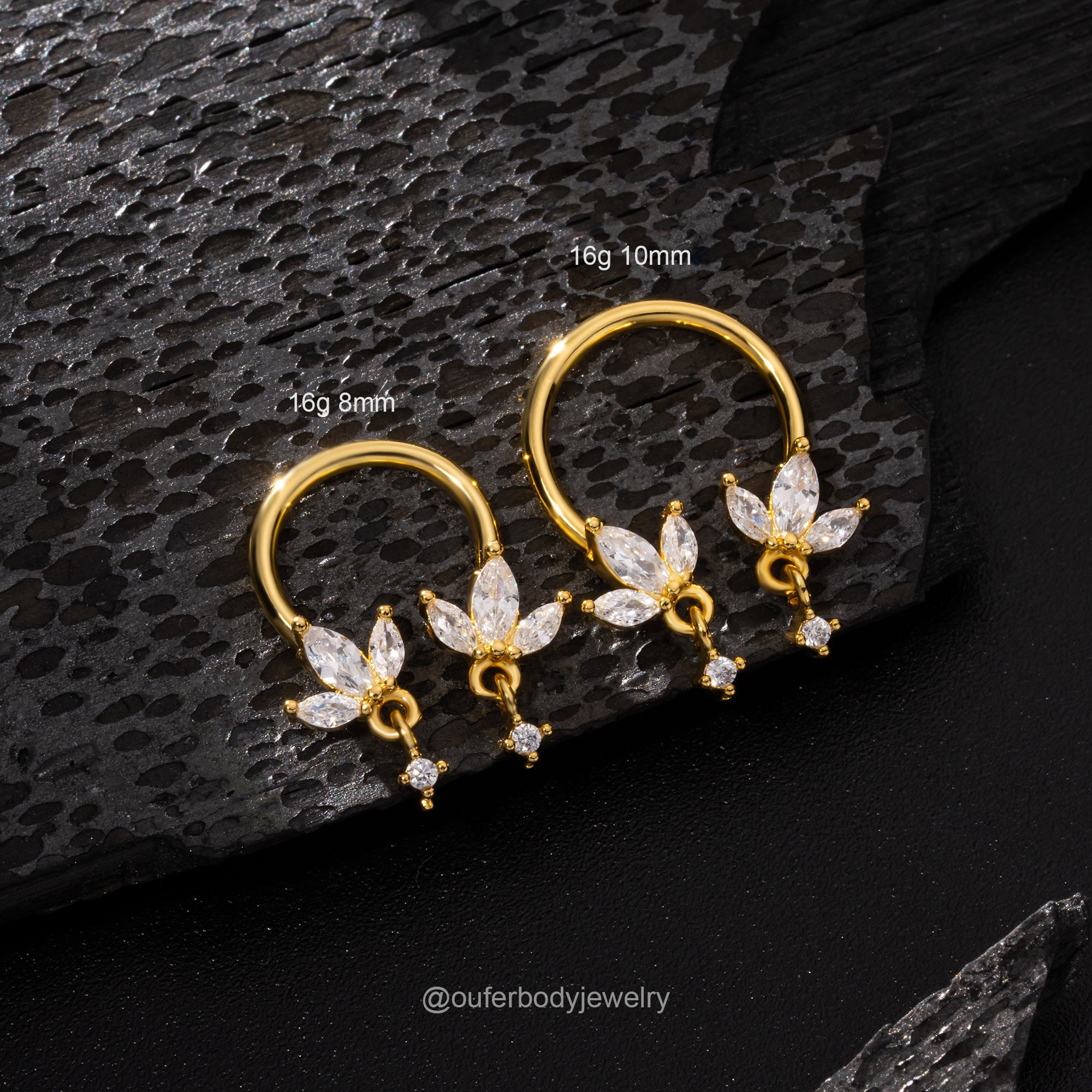 16G Dangle Lotus Septum Ring/crown Horseshoe Barbell/daith Earrings ...