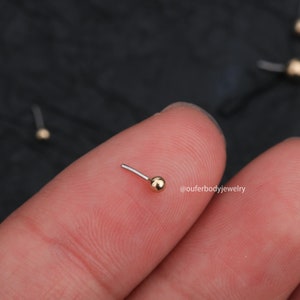 14K Gold Threadless Labret Stud/threadless Earrings/threadless End/nose ...