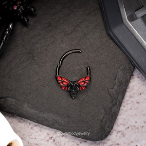16G Skull Bird Septum Ring/dead Moth Hinged Segment Septum Jewelry ...
