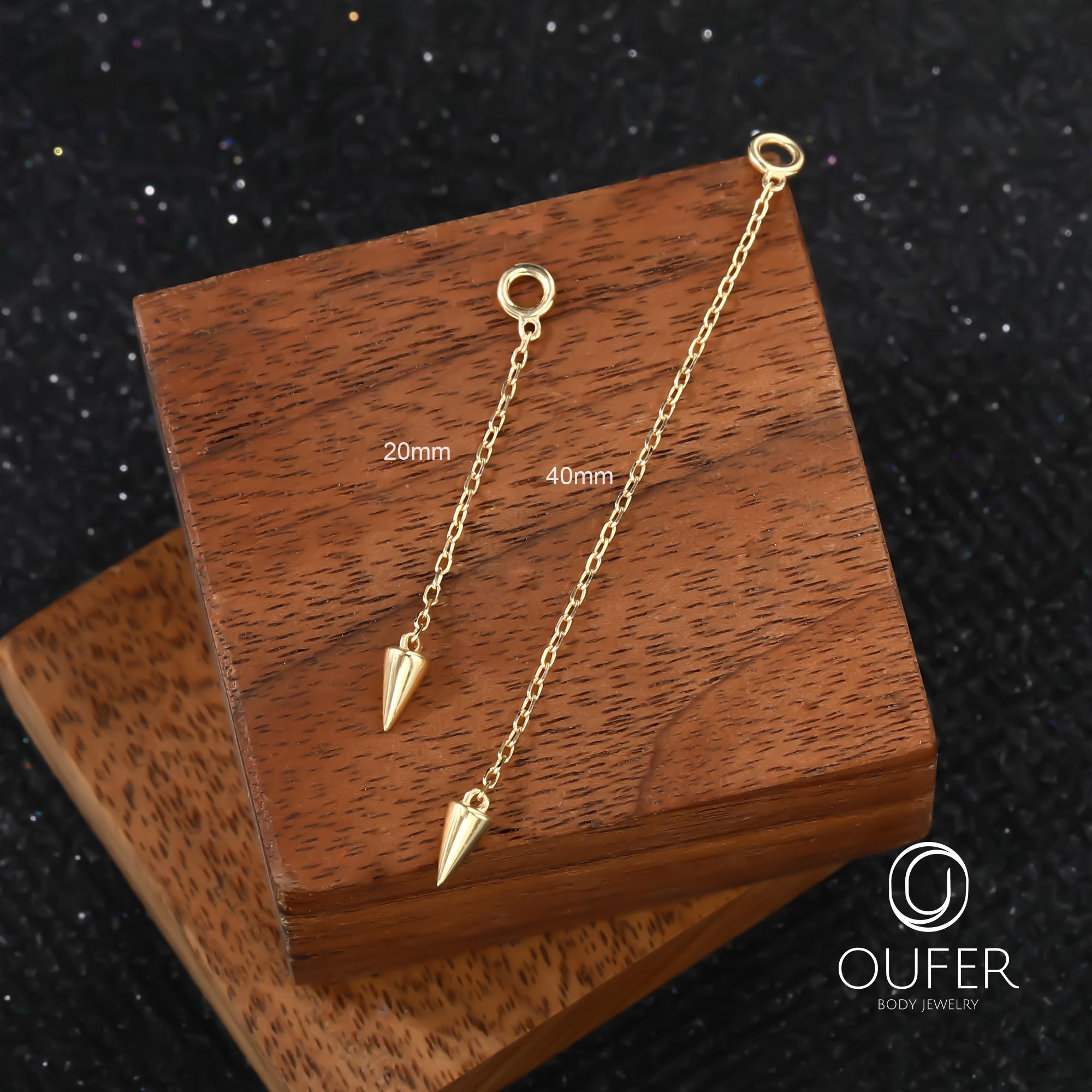 14K Solid Gold Dangle Chain Charm Only/earring Charms/add on Charm ...