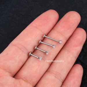 16G Titanium CZ Internally Threaded Studs/monroe/tragus Stud/labret ...