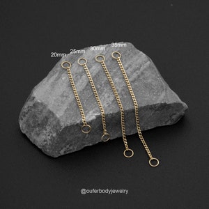 14K Solid Gold Dangle Chain Attachement/double Chain Piercing/gold ...