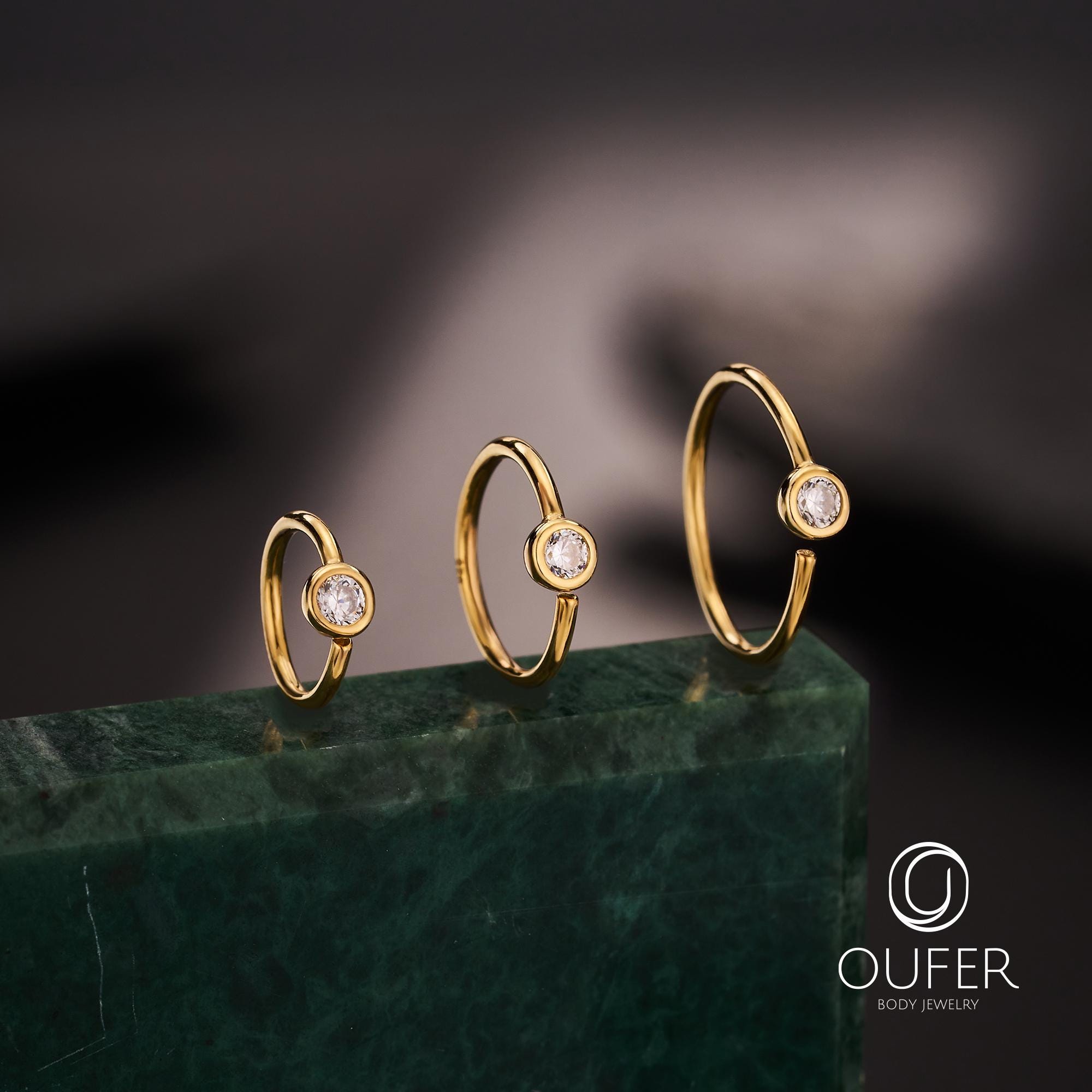 20G 925 Sterling Silver Bezel Round CZ Nose Ring/nostril Hoop/twist ...