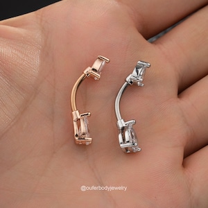 14G 316L Stainless Steel Crystal Teardrop Belly Button Ring/silver/rose Gold Navel Ring/belly ...