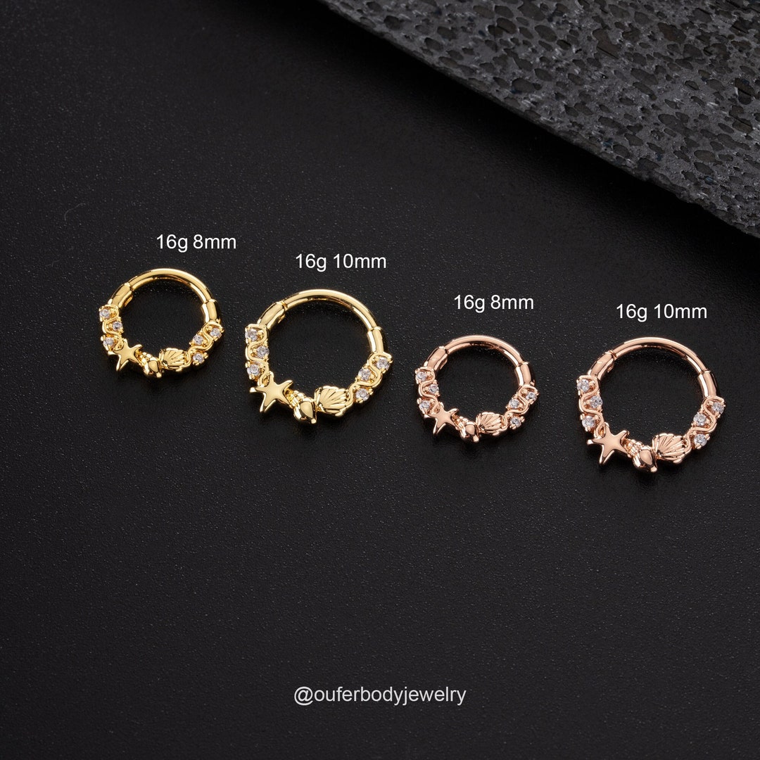 16G Aquarium Hinged Segment Septum Ring/daith Earring/shell and ...