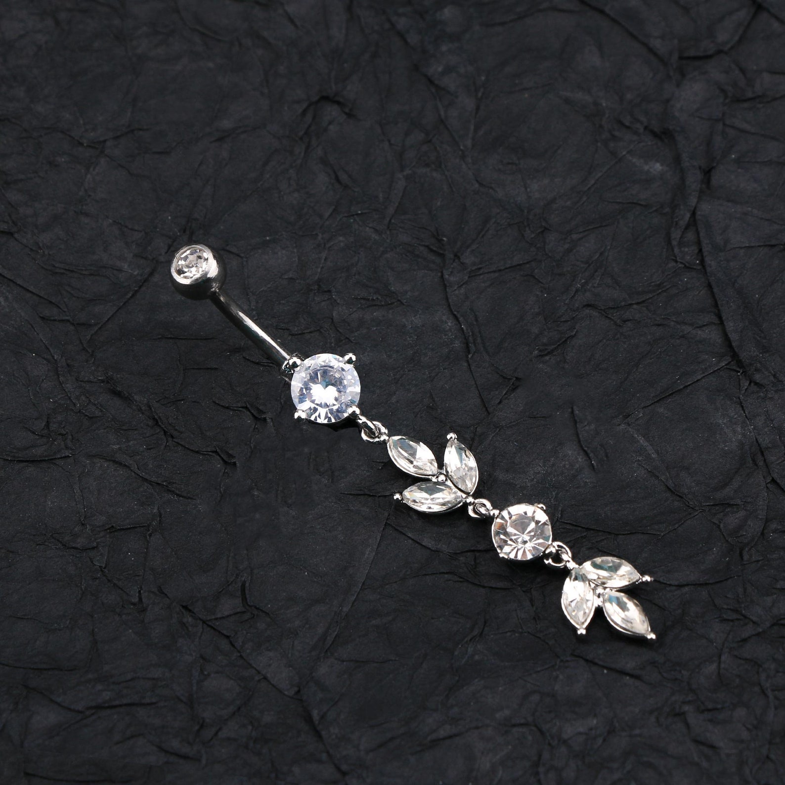 5PC 14G Silver Belly Button Rings Set/dangle Belly Ring/cz - Etsy