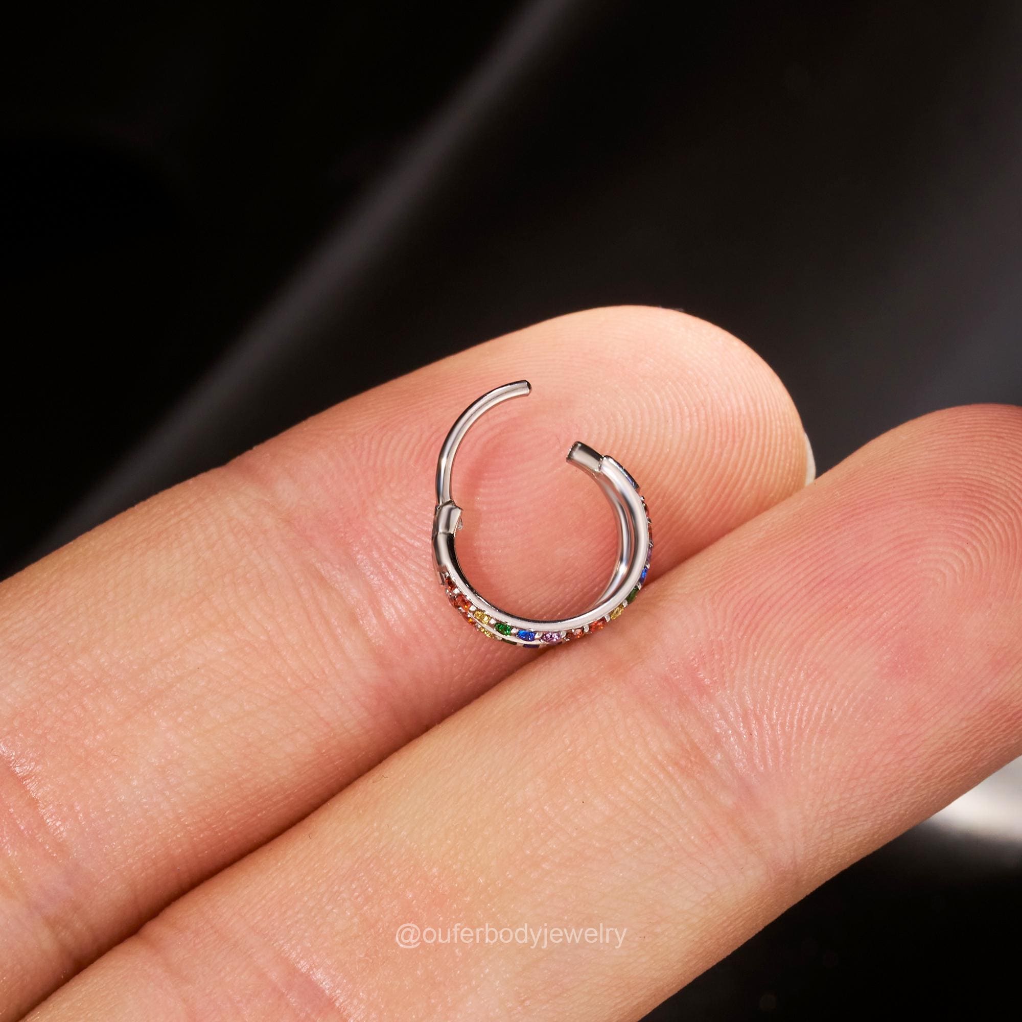 20G Double Rainbow CZ Nose Ring/septum Ring/cartilage Hoop/nose ...