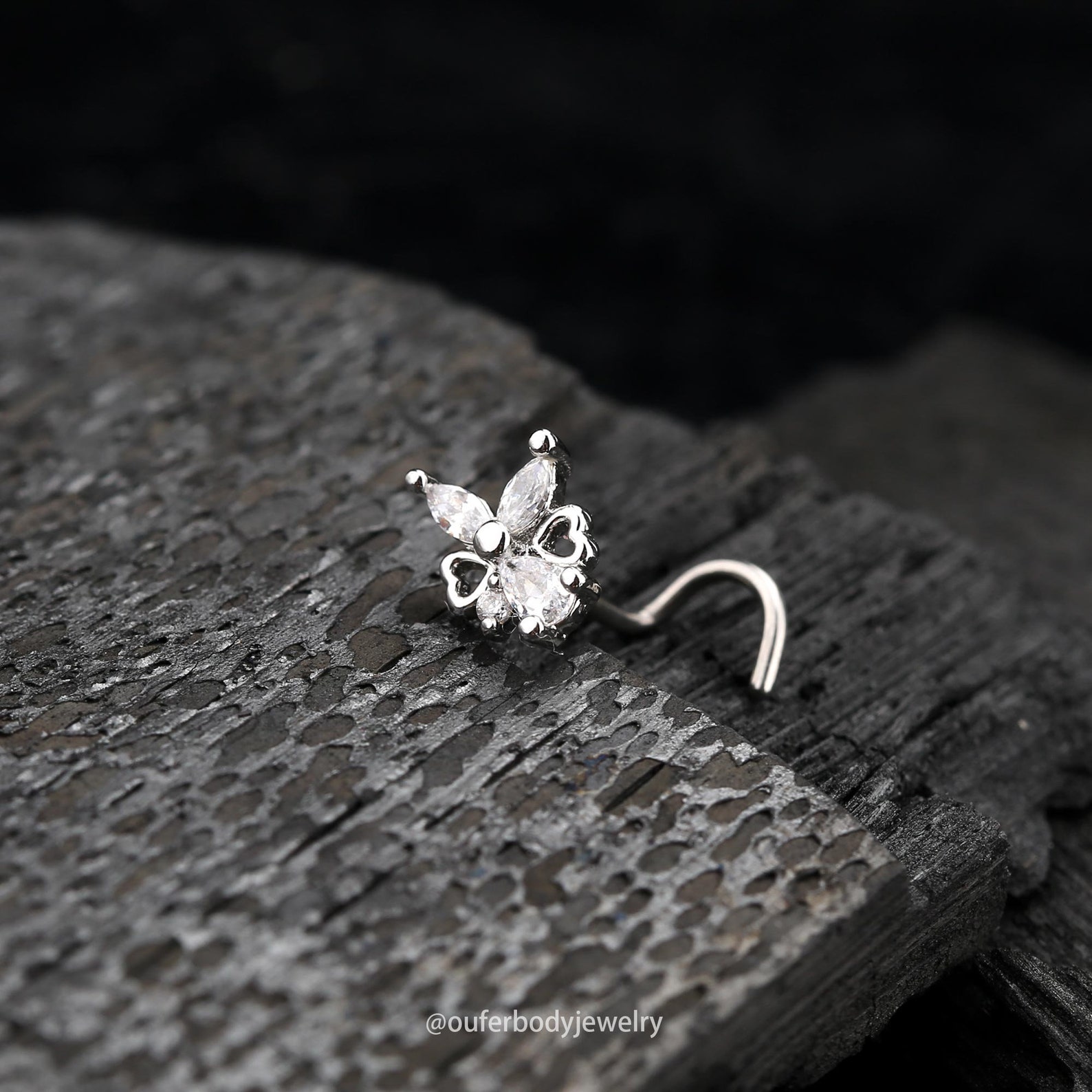 3pieces 20G Butterfly Flower Nose Screws Ring/s-shaped Nose Studs/nose ...