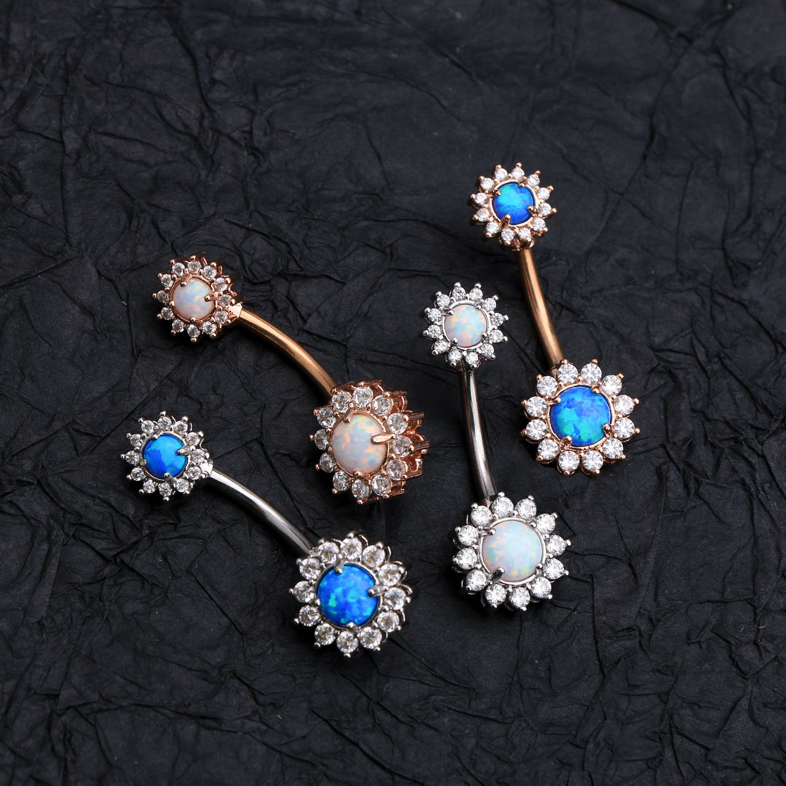 14G Surgical Steel Opal Navel Rings/belly Piercing/ CZ Navel - Etsy