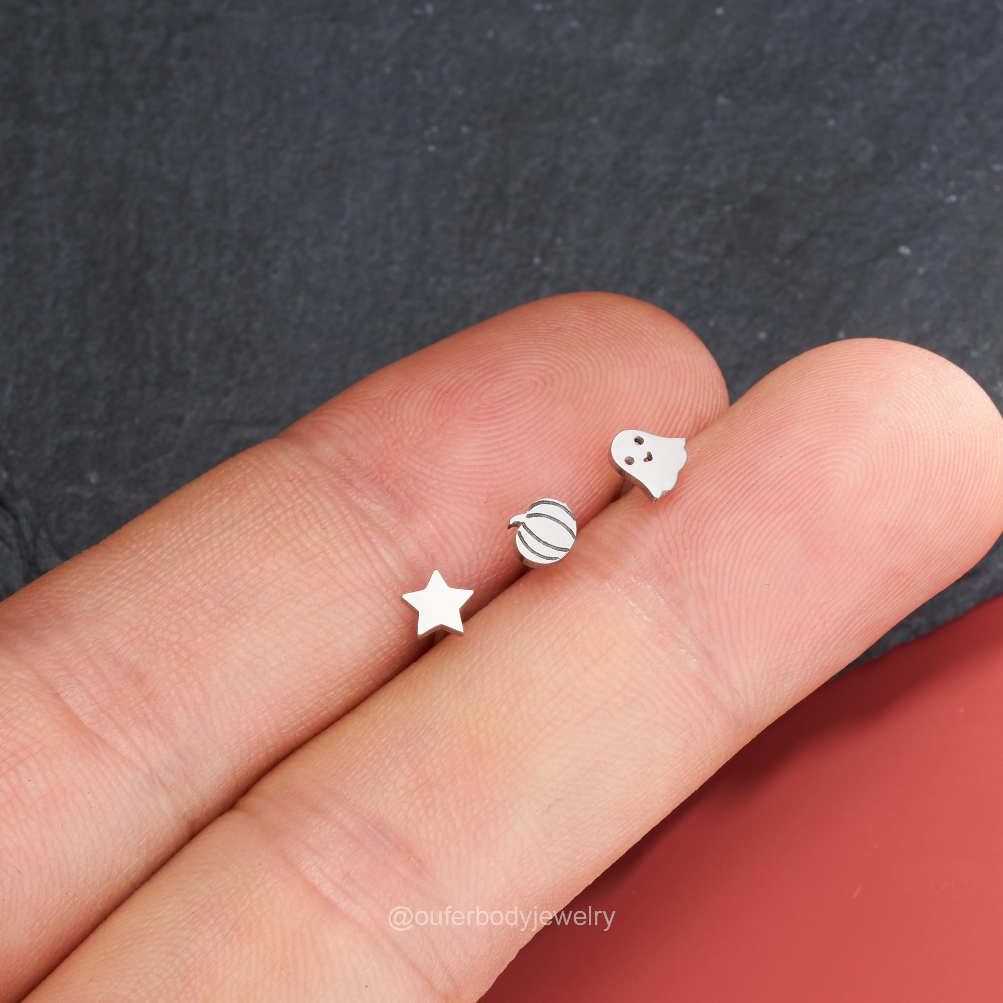 3PCS 20G Pumpkin/star/ghost Nose Studs/l Shape Nose Ring/tiny Nose Stud ...