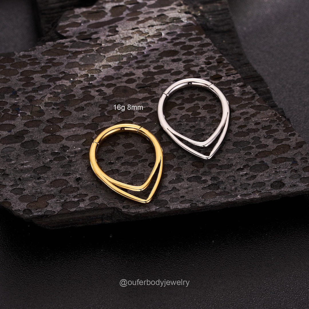 16G Surgical Steel Double V Shaped Septum Ring/daith Earring/hinged ...
