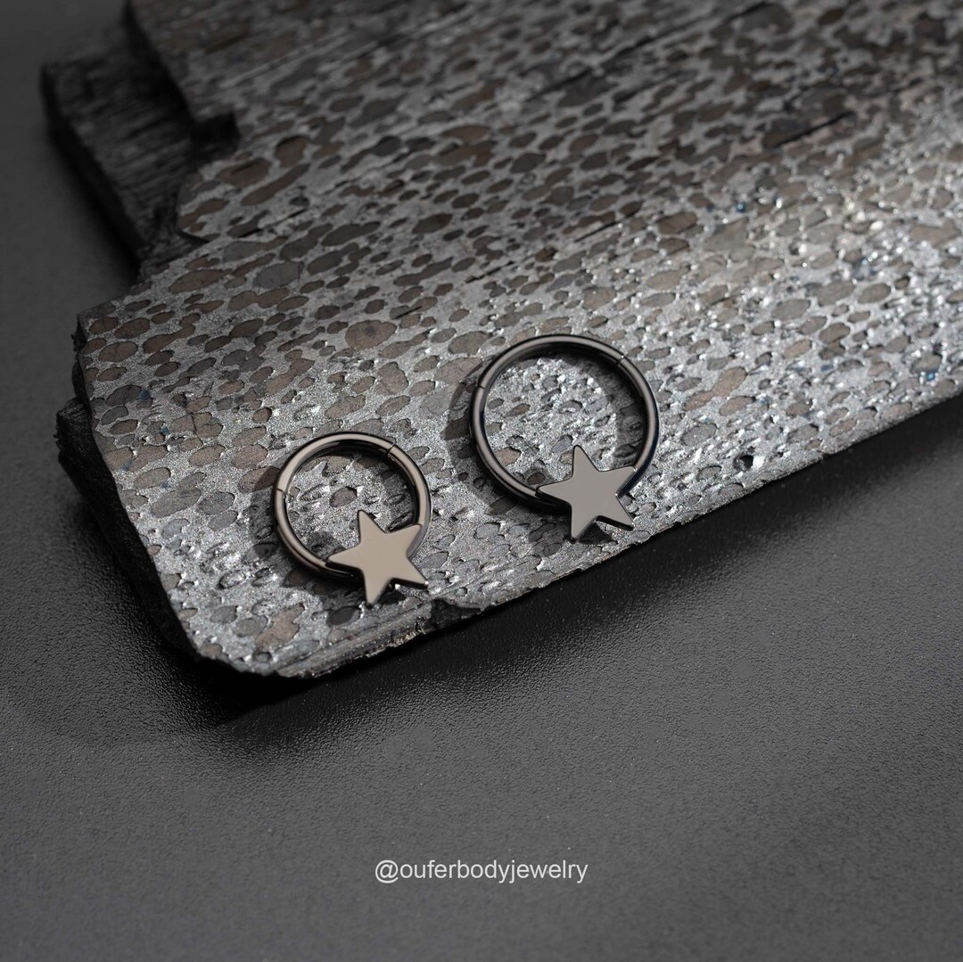 16G Black Star Septum Jewelry/septum Ring/daith Jewelry/helix Hoop ...