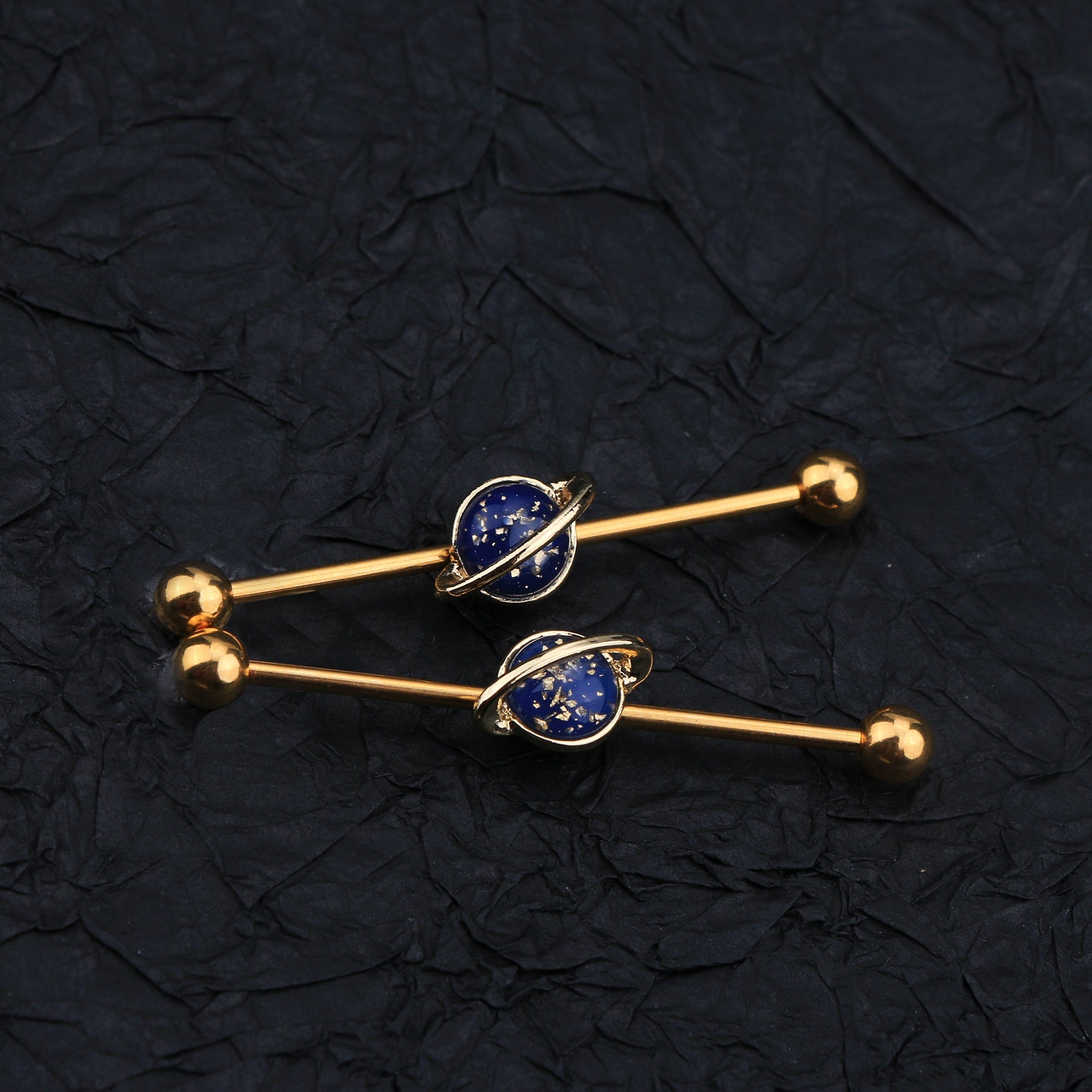 14g Blue Bubble Opal Planet Industrial Barbell, Industrial Piercing ...