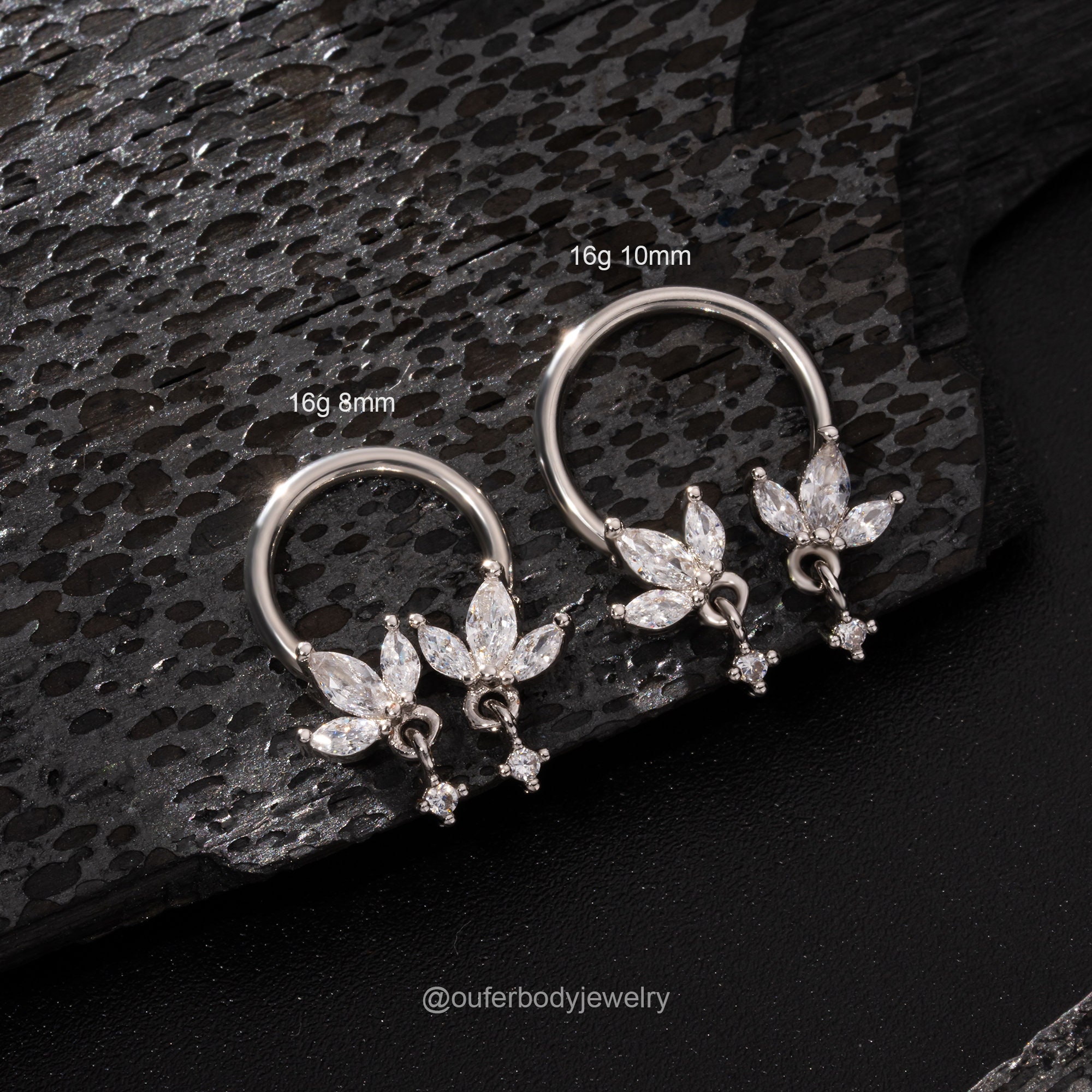 16G Dangle Lotus Septum Ring/crown Horseshoe Barbell/daith Earrings ...