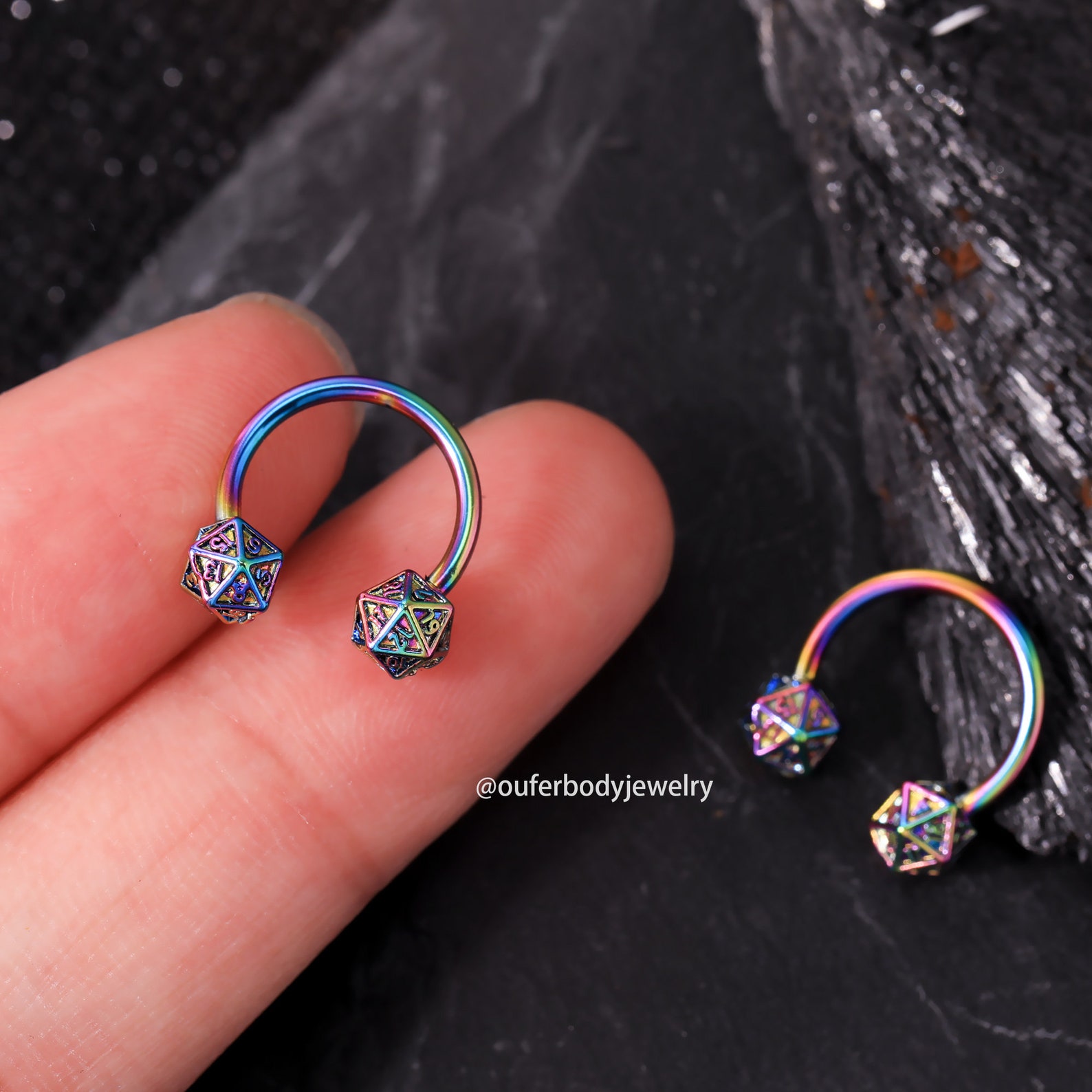 16G DND Dice Internally Threaded Septum Ring/horseshoe Ring/d20 Septum ...