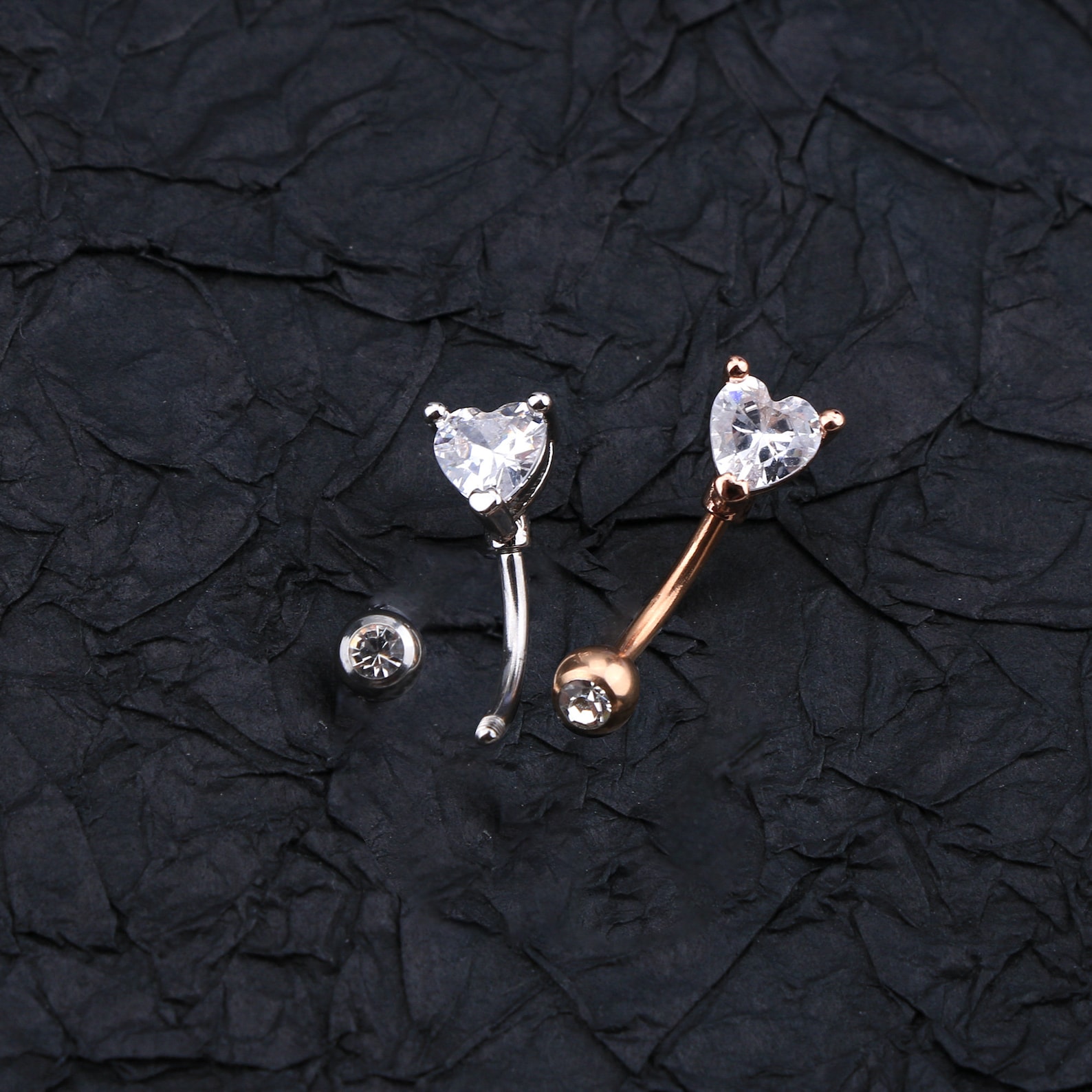 16G CZ Heart Shape Rook Ring/ Eyebrow Curved Rings/ Snug Rook Barbell ...