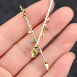 14g Burnished Gold Industrial Barbell Arrow With Stone Industrial ...