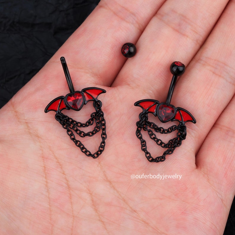 14G Bat Wing Halloween Belly Ring/belly Button Ring/belly - Etsy